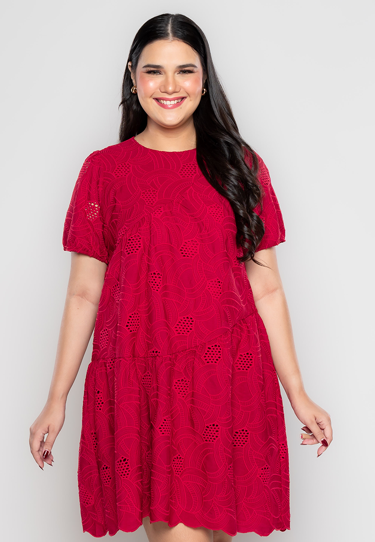 Milly plus Size Karelle Asymmetrical Cut Dress in Lace Fabric – Paperdolls